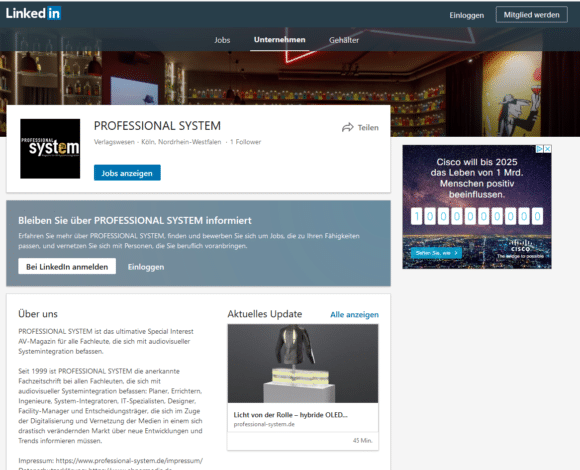 PROFESSIONAL SYSTEM jetzt auch bei LinkedIn | Professional System